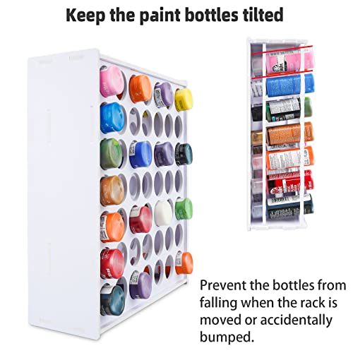 Sanfurney 49 Holes Craft Paint Storage Organizer Vertical Paint Rack Stand for Apple Barrel, Folkart -2oz Craft Paints, Wall-mounted