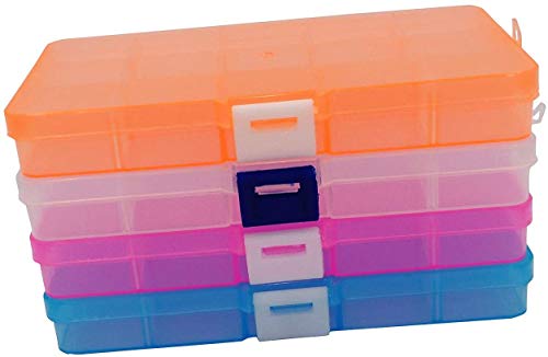 4 Pcs 10 Grids 5 Inch x 2.5 Inch Adjustable Small Removable Clear Plastic Jewelry Organizer Divider Storage Box Jewelry Earring Tool Containers (4pack(10-Grid))