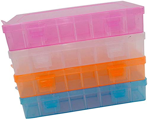 4 Pcs 10 Grids 5 Inch x 2.5 Inch Adjustable Small Removable Clear Plastic Jewelry Organizer Divider Storage Box Jewelry Earring Tool Containers (4pack(10-Grid))