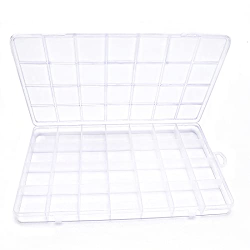 IOOLEEM Plastic Bead Organizer Box, Organizer Container Storage Box, Dividers for bead arts and crafts (28 grid x1, 8.6x5x0.66(Inches))