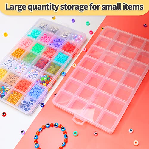 IOOLEEM Plastic Bead Organizer Box, Organizer Container Storage Box, Dividers for bead arts and crafts (28 grid x1, 8.6x5x0.66(Inches))