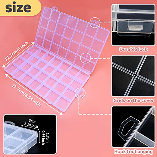 IOOLEEM Plastic Bead Organizer Box, Organizer Container Storage Box, Dividers for bead arts and crafts (28 grid x1, 8.6x5x0.66(Inches))