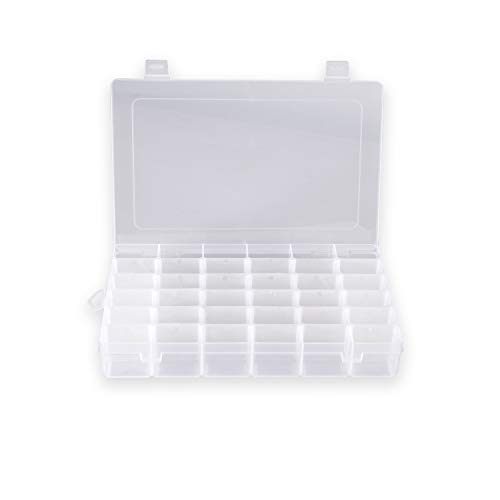 Plastic Organizer Container Box 36 Compartments Jewelry Storage Box with Adjustable Dividers (1 Pack)