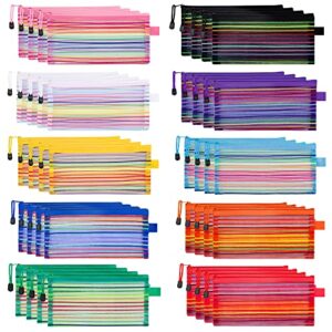 jarlink 40 pack 10 colors zipper mesh pouch, pencil storage pouches multipurpose travel bags for office supplies cosmetics travel accessories multicolor