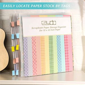 Caydo Scrapbook Paper Storage Organizer with 60 Sticky Index Tabs, 10 Pack Plastic Paper Storage Bag for Holding 12 x 12 Inch Scrapbook Paper Cardstock Vinyl Paper and Paper File