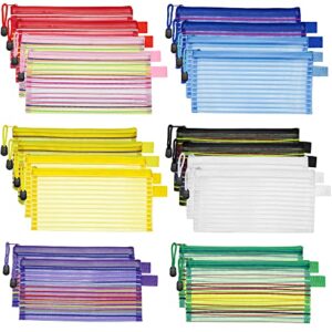 jarlink 20 pack 10 colors zipper mesh pouch, pencil pouch pen bag multipurpose travel bags for office supplies cosmetics travel accessories multicolor