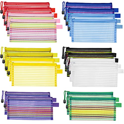 JARLINK 20 Pack 10 Colors Zipper Mesh Pouch, Pencil Pouch Pen Bag Multipurpose Travel Bags for Office Supplies Cosmetics Travel Accessories Multicolor