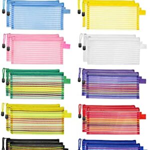 JARLINK 20 Pack 10 Colors Zipper Mesh Pouch, Pencil Pouch Pen Bag Multipurpose Travel Bags for Office Supplies Cosmetics Travel Accessories Multicolor