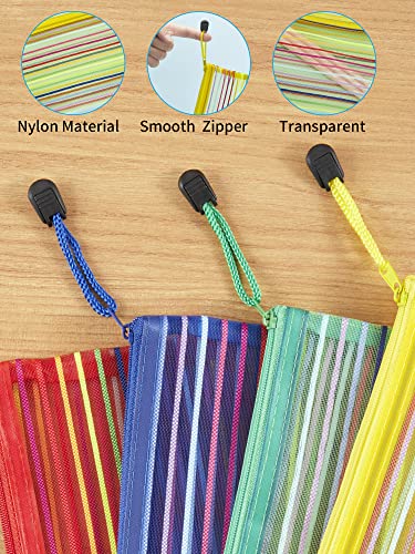 JARLINK 20 Pack 10 Colors Zipper Mesh Pouch, Pencil Pouch Pen Bag Multipurpose Travel Bags for Office Supplies Cosmetics Travel Accessories Multicolor