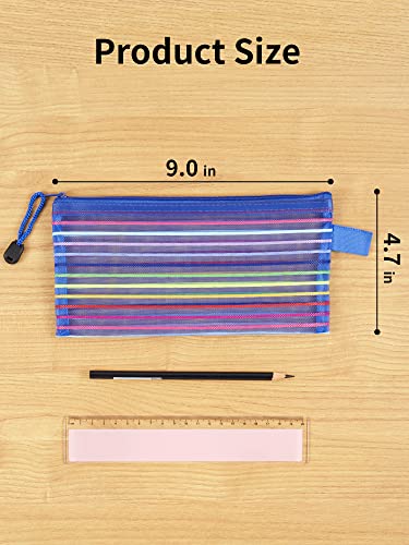 JARLINK 20 Pack 10 Colors Zipper Mesh Pouch, Pencil Pouch Pen Bag Multipurpose Travel Bags for Office Supplies Cosmetics Travel Accessories Multicolor