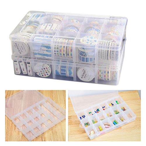 5 Pack Plastic Jewelry Organizer Box 18 Big Girds Clear Storage Organizer Case with Adjustable Dividers Jewelry Storage Container Multi Compartment Storage Box for Washi Tape, Bead, Gem, Rock