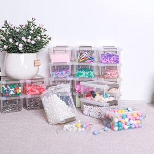 Citylife 20 Packs Plastic Bead Organizers 0.18 QT Clear Storage Containers with Lids for Craft Storage Small Storage Box, 3.7 x 2.8 x 1.8 Inches