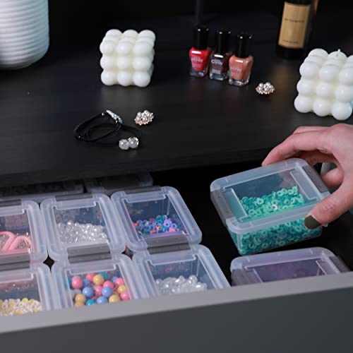 Citylife 20 Packs Plastic Bead Organizers 0.18 QT Clear Storage Containers with Lids for Craft Storage Small Storage Box, 3.7 x 2.8 x 1.8 Inches