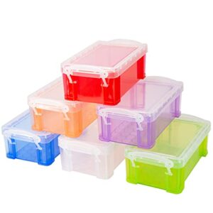 testyu small plastic box, 4.3″ x 2.3″ x 1.5″ stackable mini plastic storage box with lid, clear plastic organizer container for jewelry beads small crafts items accessories – 6 pack