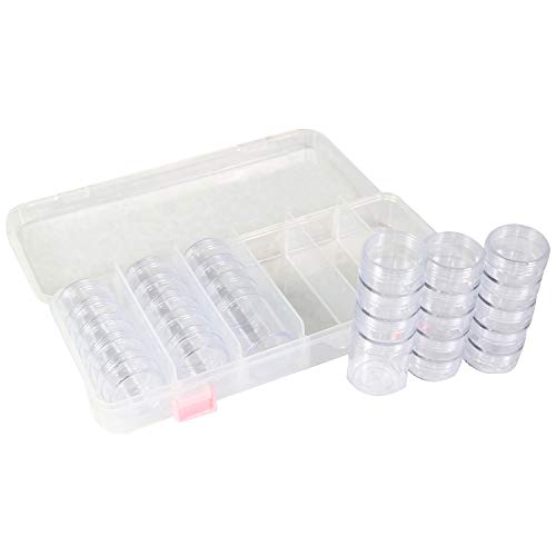 Everything Mary Large Plastic Bead Storage Organizer Box, 28 Jars - Containers for Beads & Supplies - Organizers for Craft, Art, Painting - Plastic Container Case for Organization