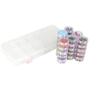 Everything Mary Large Plastic Bead Storage Organizer Box, 28 Jars - Containers for Beads & Supplies - Organizers for Craft, Art, Painting - Plastic Container Case for Organization