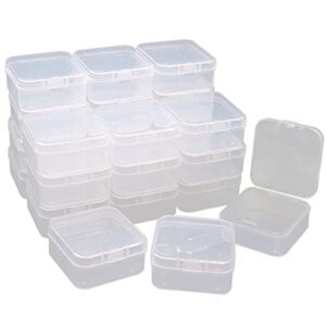 v-top 24 pack small clear plastic storage containers with hinged lids for organizing, mini beads storage containers box for jewelry, hardware, game pieces, crafts,tiny beads and more small items