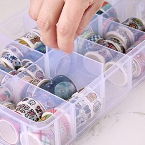 Quefe 3-Tier Stackable Storage Container Box with 30 Compartments, Plastic Organizer Box for Arts and Crafts, Toy, Fuse Beads, Washi Tapes