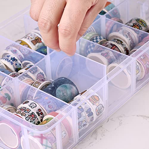 Quefe 3-Tier Stackable Storage Container Box with 30 Compartments, Plastic Organizer Box for Arts and Crafts, Toy, Fuse Beads, Washi Tapes