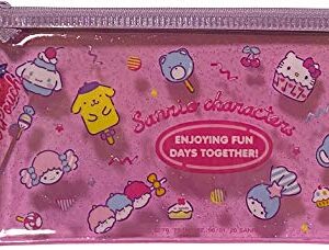 Sanrio Characters Flat Vinyl Glitter Pouch 20×10 cm Zipper Pen Accessories Case Bag (Fancy)