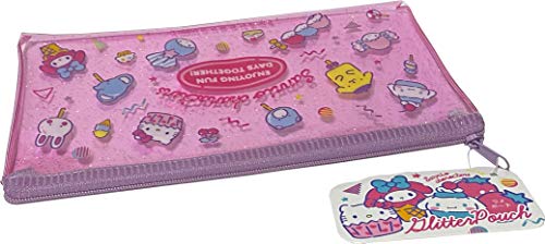 Sanrio Characters Flat Vinyl Glitter Pouch 20×10 cm Zipper Pen Accessories Case Bag (Fancy)