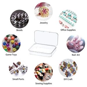 12 Pcs Mini Plastic Storage Containers Box with Lid, 4.5x3.4 Inches Clear Rectangle Box for Collecting Small Items, Beads, Game Pieces, Business Cards, Crafts Accessories