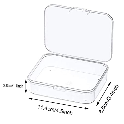 12 Pcs Mini Plastic Storage Containers Box with Lid, 4.5x3.4 Inches Clear Rectangle Box for Collecting Small Items, Beads, Game Pieces, Business Cards, Crafts Accessories