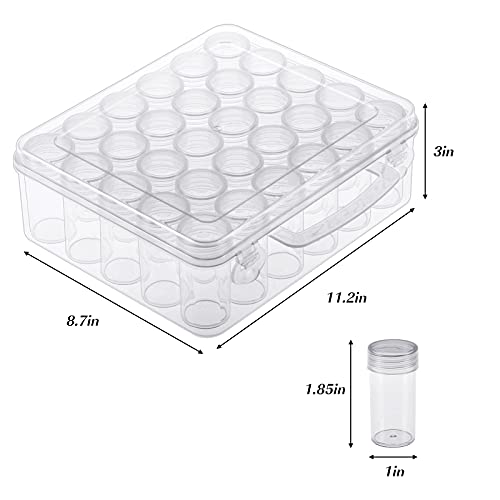 BAKHUK 2 Pack x 30 Grids Embroidery Diamond Painting Storage Container Jars with Lid 200pcs Label Stickers Plastic Beads Container for DIY Diamond Nail Art Crafts Seeds