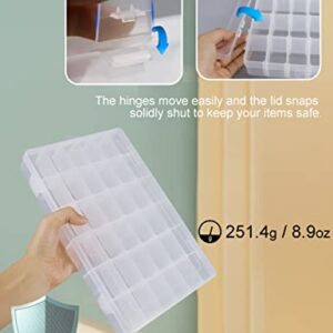 Hlotmeky Bead Organizer Box 3 Pack Plastic Craft Organizer 36 Grid Compartment Organizer Box with Dividers Clear Tackle Box