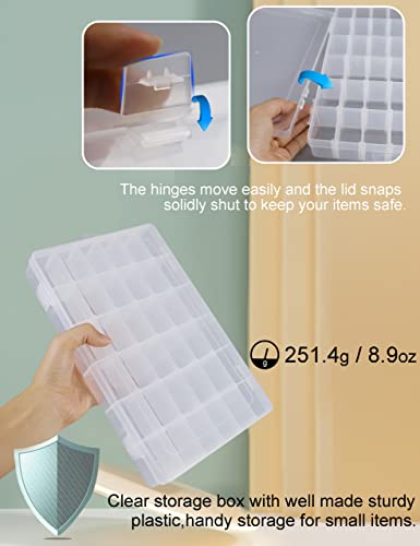 Hlotmeky Bead Organizer Box 3 Pack Plastic Craft Organizer 36 Grid Compartment Organizer Box with Dividers Clear Tackle Box