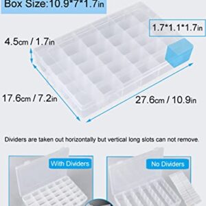 Hlotmeky Bead Organizer Box 3 Pack Plastic Craft Organizer 36 Grid Compartment Organizer Box with Dividers Clear Tackle Box