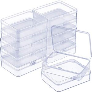 satinior 12 pack clear plastic beads storage containers box with hinged lid for beads and more (4.45 x 3.3 x 1.18 inch)