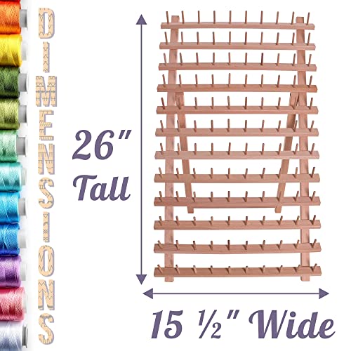 US Art Supply Premium Beechwood 120-Spool Sewing and Embroidery Thread Rack