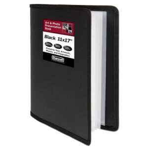 dunwell art portfolio 11×17 – (black) large portfolio folder for artwork, 11 x 17 art folder has 24 pockets, display 48 pages, portfolio album for artwork storage, presentation book with clear sleeves