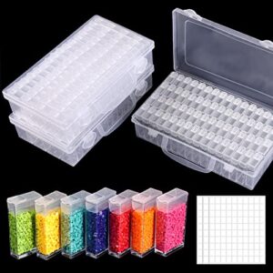 quefe 3pcs 64 grids diamond painting storage containers 5d beads organizer with diamond painting accessories stickers for bead storage diamonds diy art craft storage