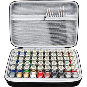 model paint storage case compatible with testors paint set, paints organizer carrying bag holds 60 bottles with 9 fine detail miniatures paint brushes, enamel paint container- paint not included (black)