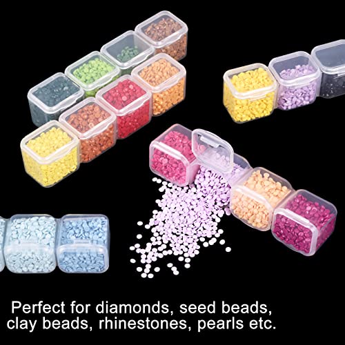 Quefe 168 Slots Diamond Painting Storage Containers, 3pcs 56 Grids Clear Diamond Painting Accessories and Tools Boxes Bead Organizers with Label Stickers for Diamond Art Embroidery Nail Accessories