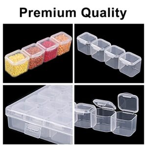 Quefe 168 Slots Diamond Painting Storage Containers, 3pcs 56 Grids Clear Diamond Painting Accessories and Tools Boxes Bead Organizers with Label Stickers for Diamond Art Embroidery Nail Accessories