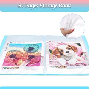 ZYNERY 2 Pack A3 Diamond Painting Storage Book, 60 Pages Art Portfolio Diamond Art Storage Large Art Folder - Suitable for 12x16 inch Diamond Painting (Pink + Blue)