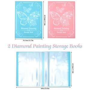 ZYNERY 2 Pack A3 Diamond Painting Storage Book, 60 Pages Art Portfolio Diamond Art Storage Large Art Folder - Suitable for 12x16 inch Diamond Painting (Pink + Blue)