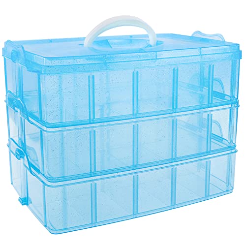 SGHUO 3-Tier Stackable Storage Container with 30 Adjustable Compartments