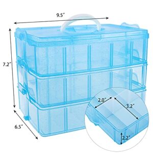 SGHUO 3-Tier Stackable Storage Container with 30 Adjustable Compartments