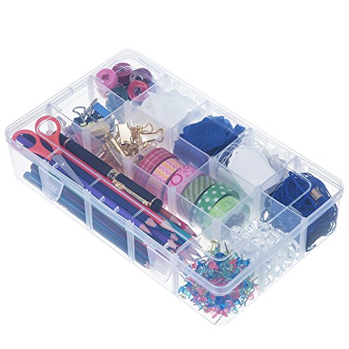 Outus Washi Tape Organizer Sticker Storage Bead Organizer Crafts Box Organizer, 15 Compartments, Clear