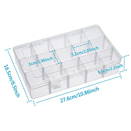 Outus Washi Tape Organizer Sticker Storage Bead Organizer Crafts Box Organizer, 15 Compartments, Clear