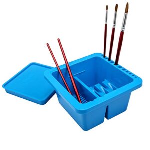 mylifeunit paint brush cleaner, paint brush holder and organizers for acrylic, watercolor, and water-based paints (blue)