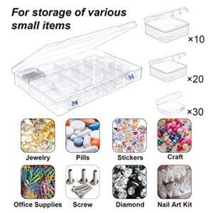 60 Pcs Mixed Sizes Mini Clear Plastic Bead Storage Containers With Lids, Mini Storage Box. Small Bead Boxes And A Big Storage Case, Small Transparent Boxes Organizers for Beads, Jewelry, Diamond Painting, Tools, Craft Supplies