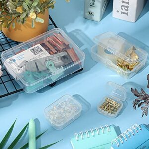 76 Pcs Mixed Sizes Storage Containers Box with Hinged Lid Clear Mini Organizer Plastic Storage Containers Rectangular Empty Small Plastic Containers for Small Items Art Craft Jewelry Projects