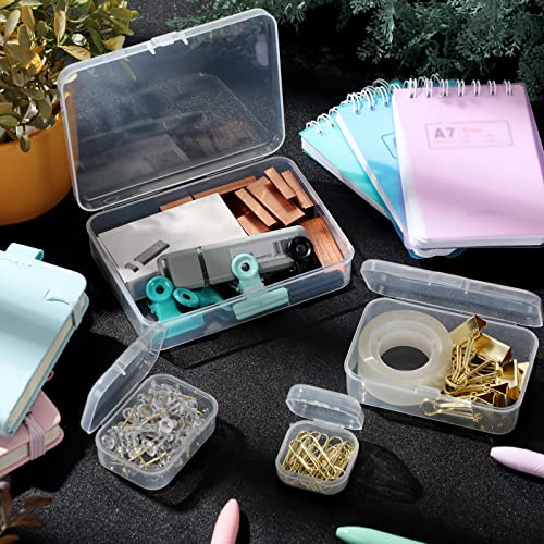 76 Pcs Mixed Sizes Storage Containers Box with Hinged Lid Clear Mini Organizer Plastic Storage Containers Rectangular Empty Small Plastic Containers for Small Items Art Craft Jewelry Projects