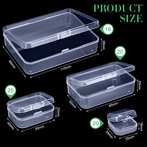 76 Pcs Mixed Sizes Storage Containers Box with Hinged Lid Clear Mini Organizer Plastic Storage Containers Rectangular Empty Small Plastic Containers for Small Items Art Craft Jewelry Projects