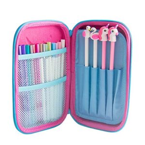 Pencil Case for Girls, 3D Cute EVA Unicorn Pen Pouch Stationery Box Anti-Shock Large Capacity Multi-Compartment for School with 4 unicorn pens